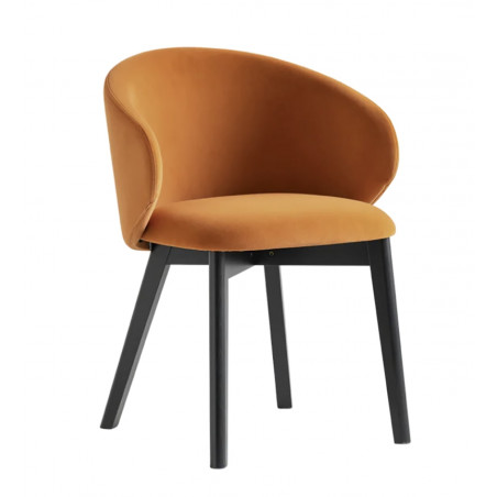 Fauteuil Contemporain Rond en Velours et Tissu TUKA Pieds Bois - Le ...